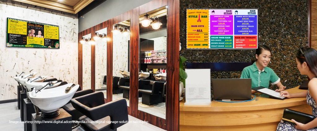 Digital signage display board for salon to grow business 40% | SignMenu
